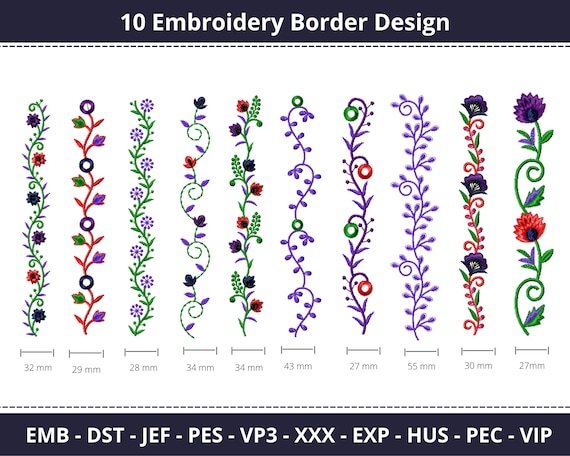 10 Endless Border Embroidery Design Bundle Machine Embroidery - Etsy