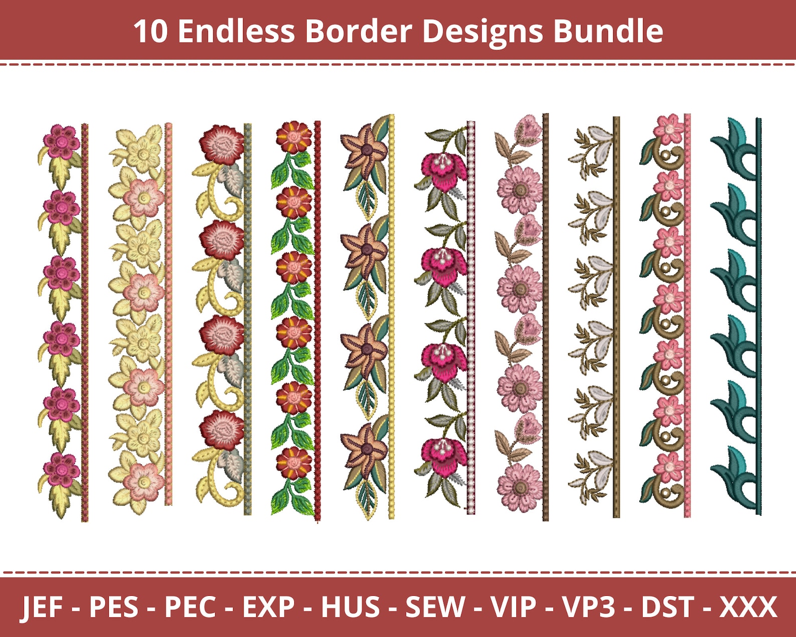 10 Endless Border Design Bundle 8 Formats Instant Download - Etsy