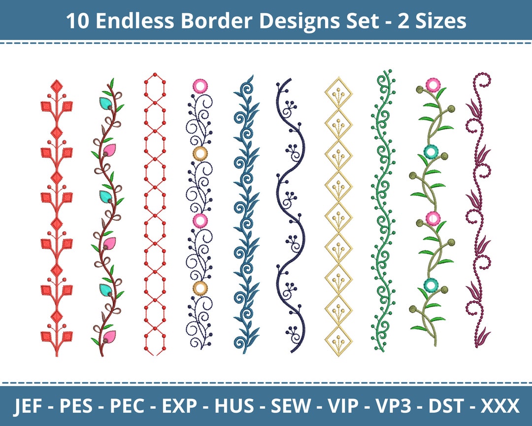 Floral Border Machine Embroidery Designs, Endless Flower Embroidery ...