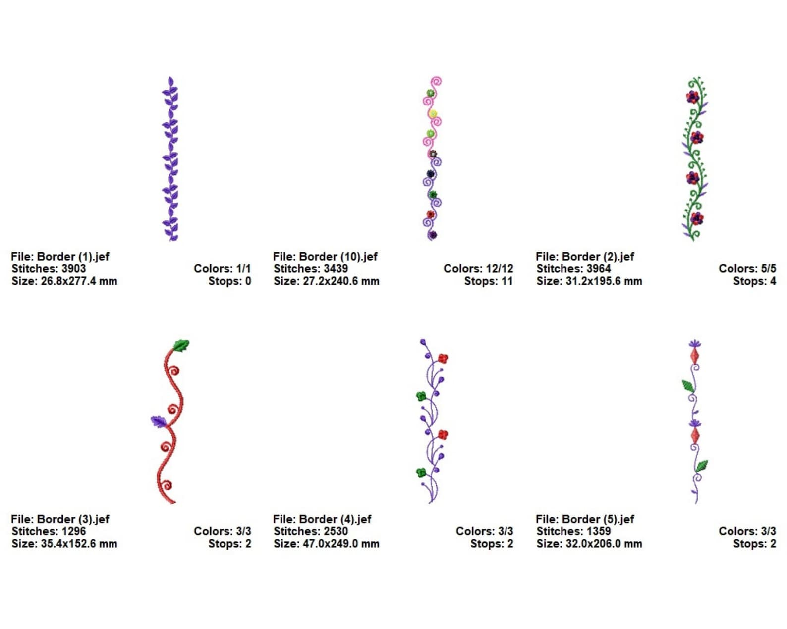 10 Endless Flower Border Embroidery Designs 8 Formats - Etsy