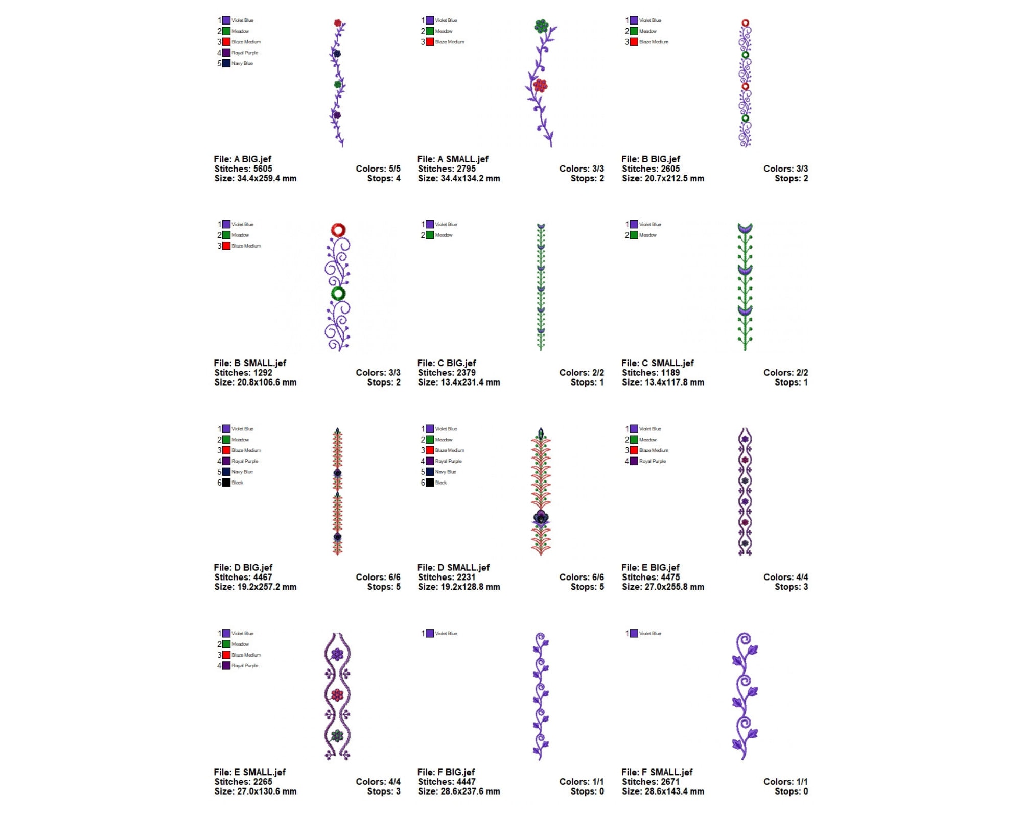 10 Embroidery Border Designs Bundle – 2 Sizes Digital Instant Download ...