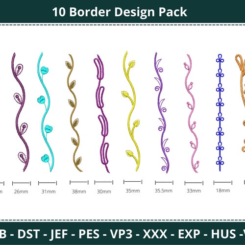10 Endless Border Embroidery Design Bundle Machine Embroidery - Etsy