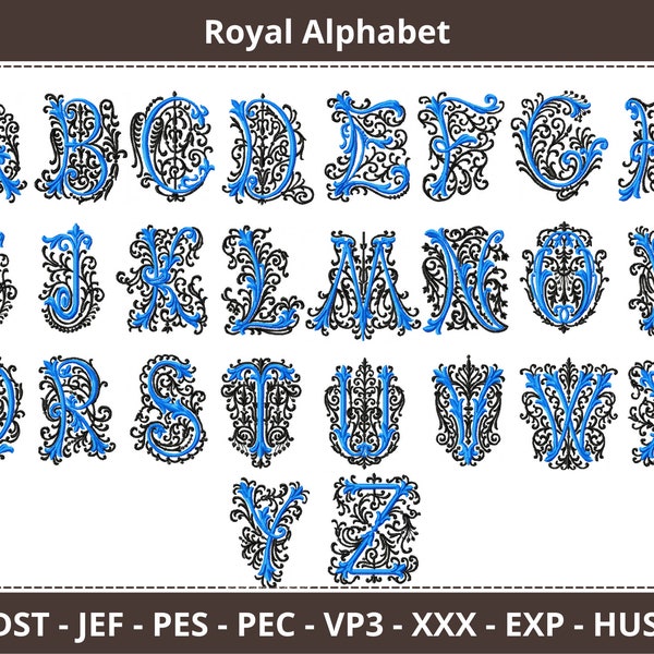 Royal Alphabet Embroidery Font - Etsy
