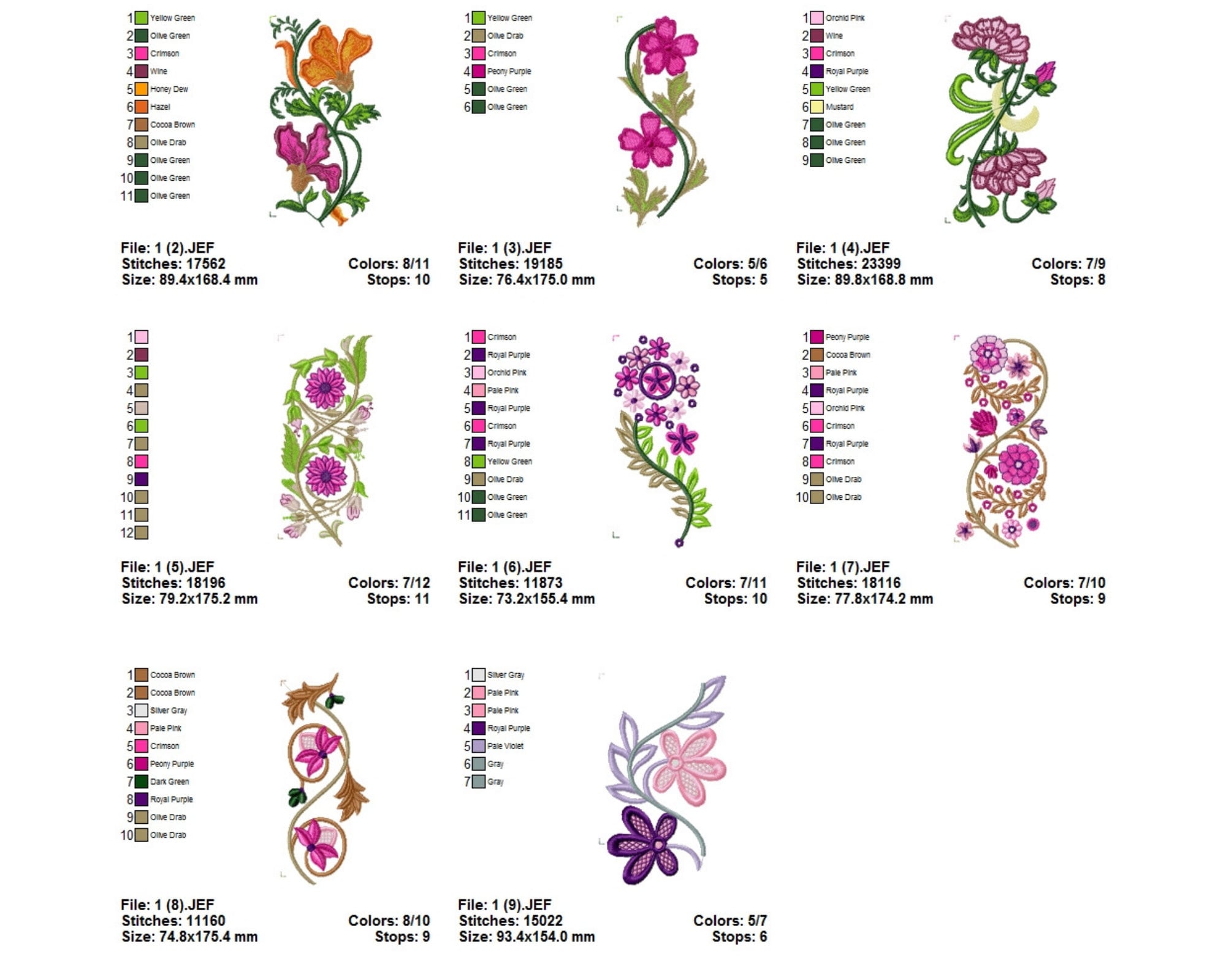 Dashing Flower Border Machine Embroidery Design 17 Designs - Etsy Australia