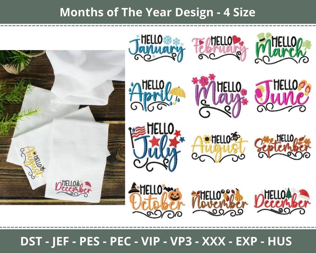 Seasonal Months Embroidery Designs - Machine Embroidery Patterns for ...