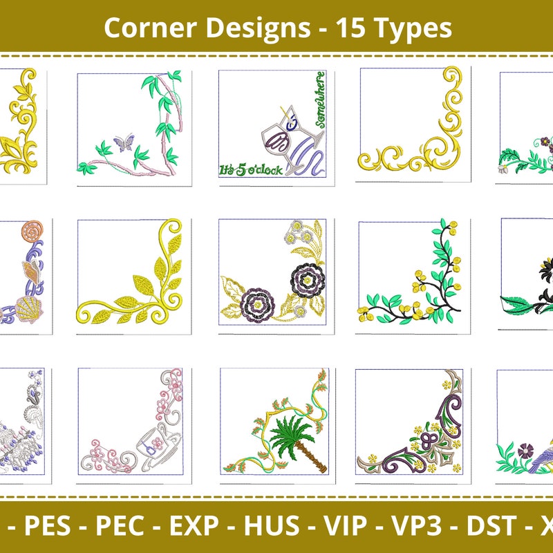 Corner Embroidery Designs - Etsy