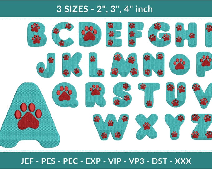 Dog Paw FONT Pet Puppy Paw Alphabet Letters Funny Kids Name Monogram ...