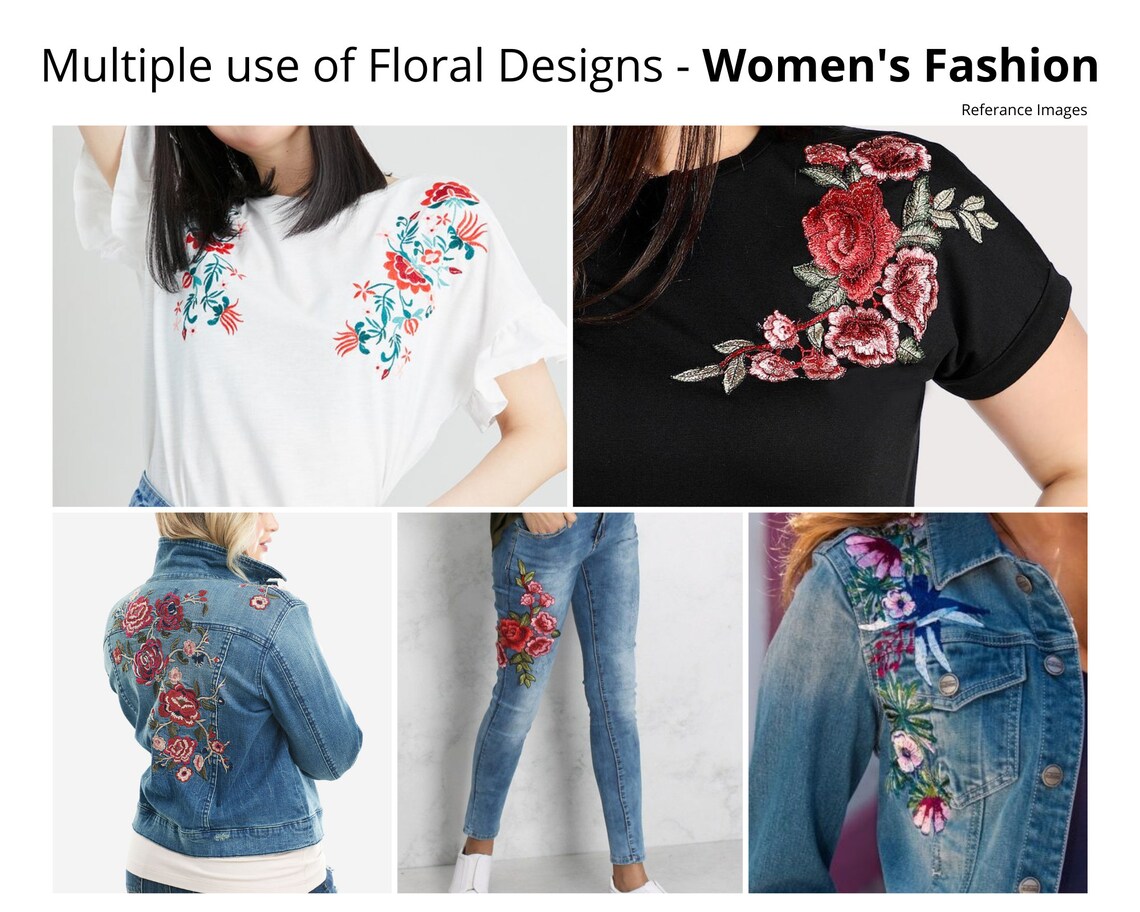 Pink Flower Embroidery Design Embroidery Pattern Support - Etsy