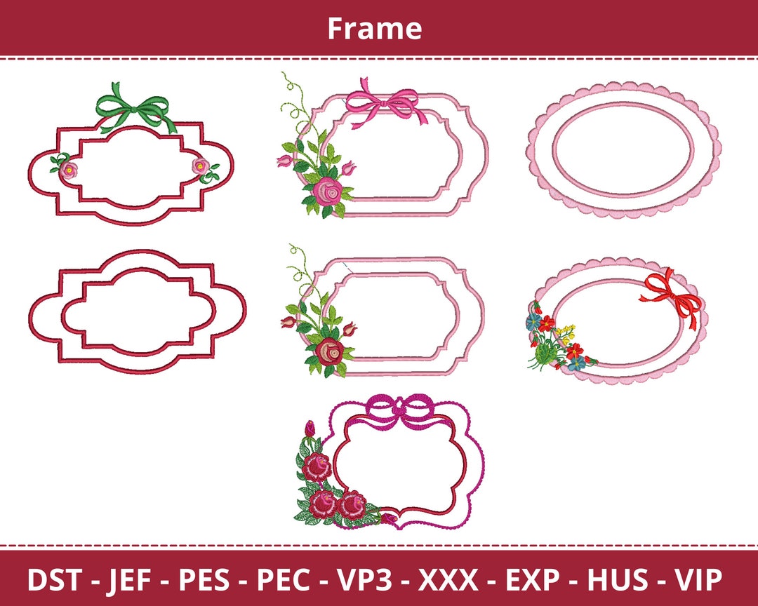 Frame Embroidery Design - Machine Embroidery Pattern – 7 Types ...