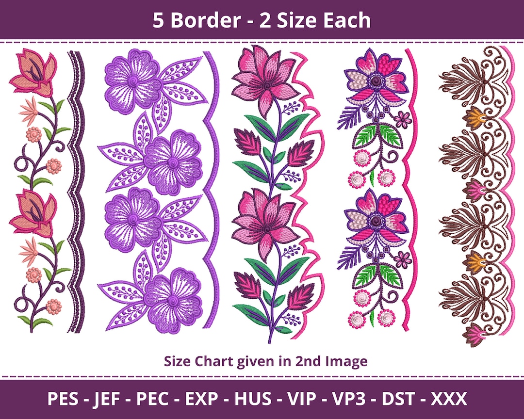 Floral Cutwork Embroidery Borders, Endless Design Patterns, Creative ...