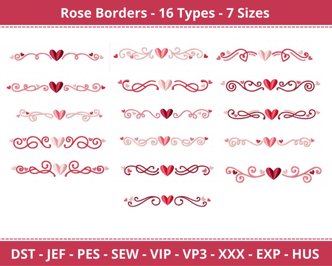 Valentine Day, Heart, Love Border Embroidery Designs - 16 Types of ...