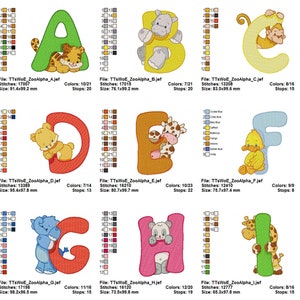 Alphabet With Baby Animals Machine Embroidery Designs - A to Z Font ...