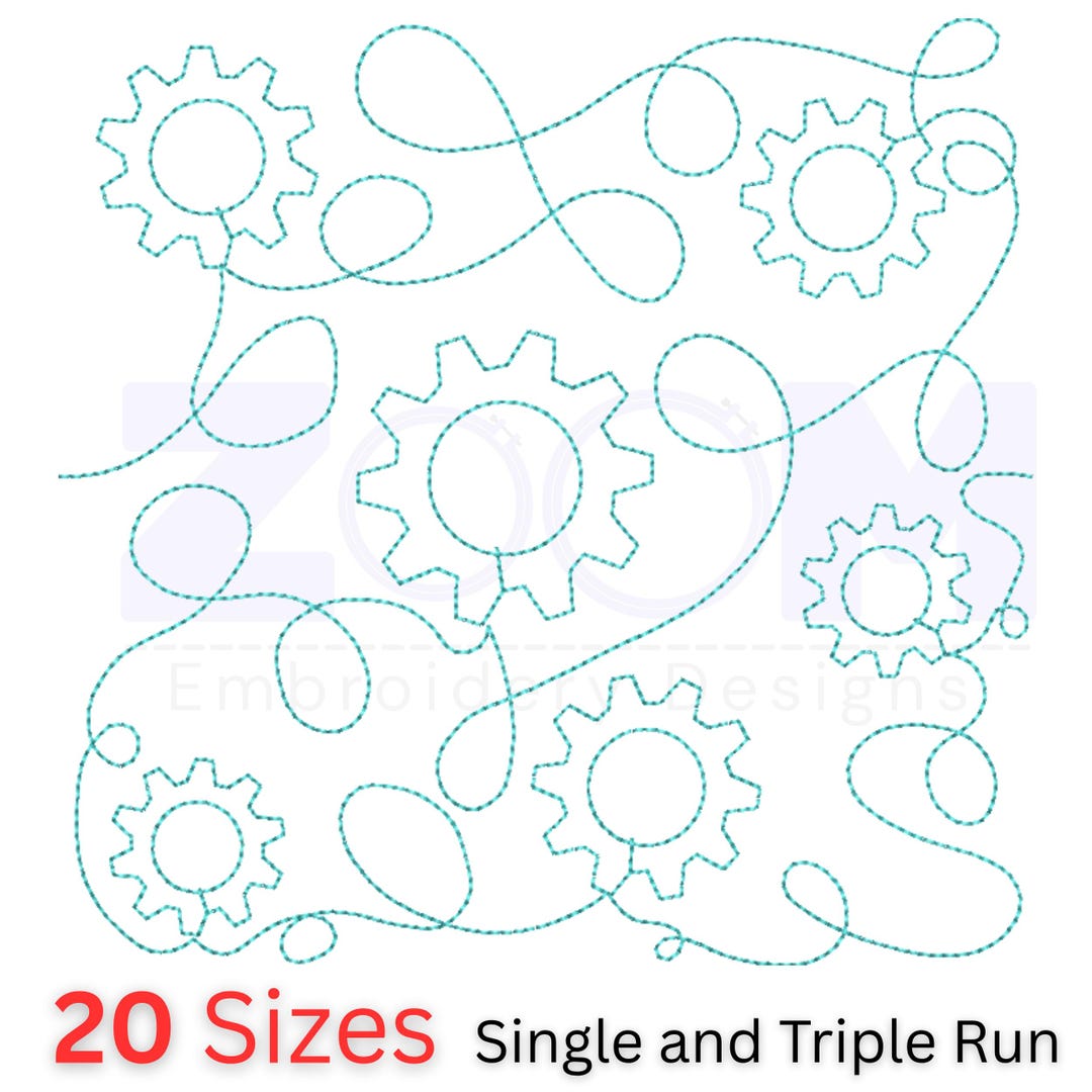 Mechanical Gear Cog Quilting Machine Embroidery Design - 20 Sizes ...