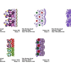 5 Endless Cutwork Embroidery Border Designs 8 Formats Instant Download ...