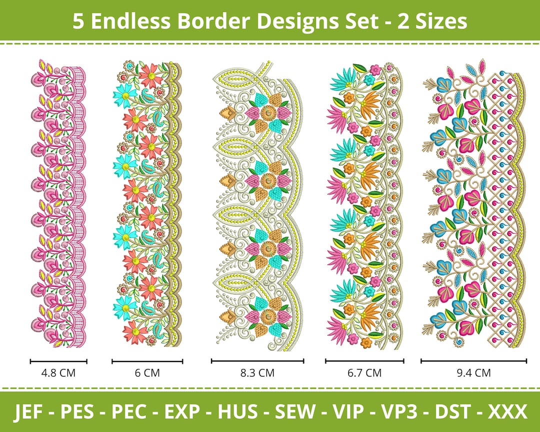 Flower Cutwork Border Embroidery Designs - Floral Endless Border ...