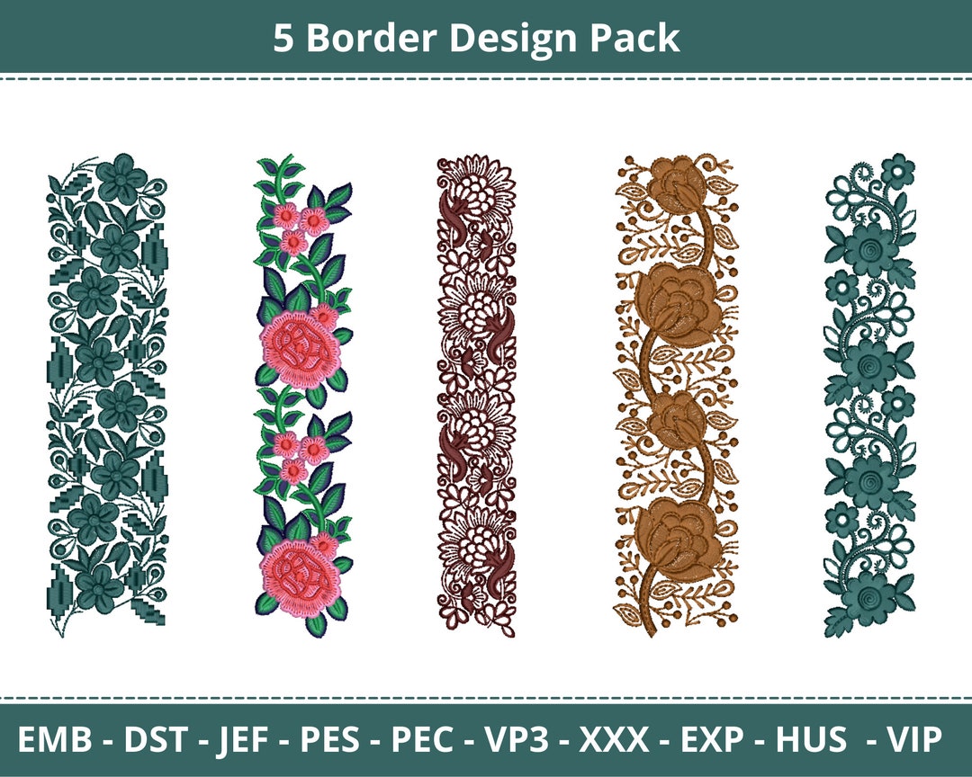 Flower Border Machine Embroidery Designs - Endless Lace Embroidery ...