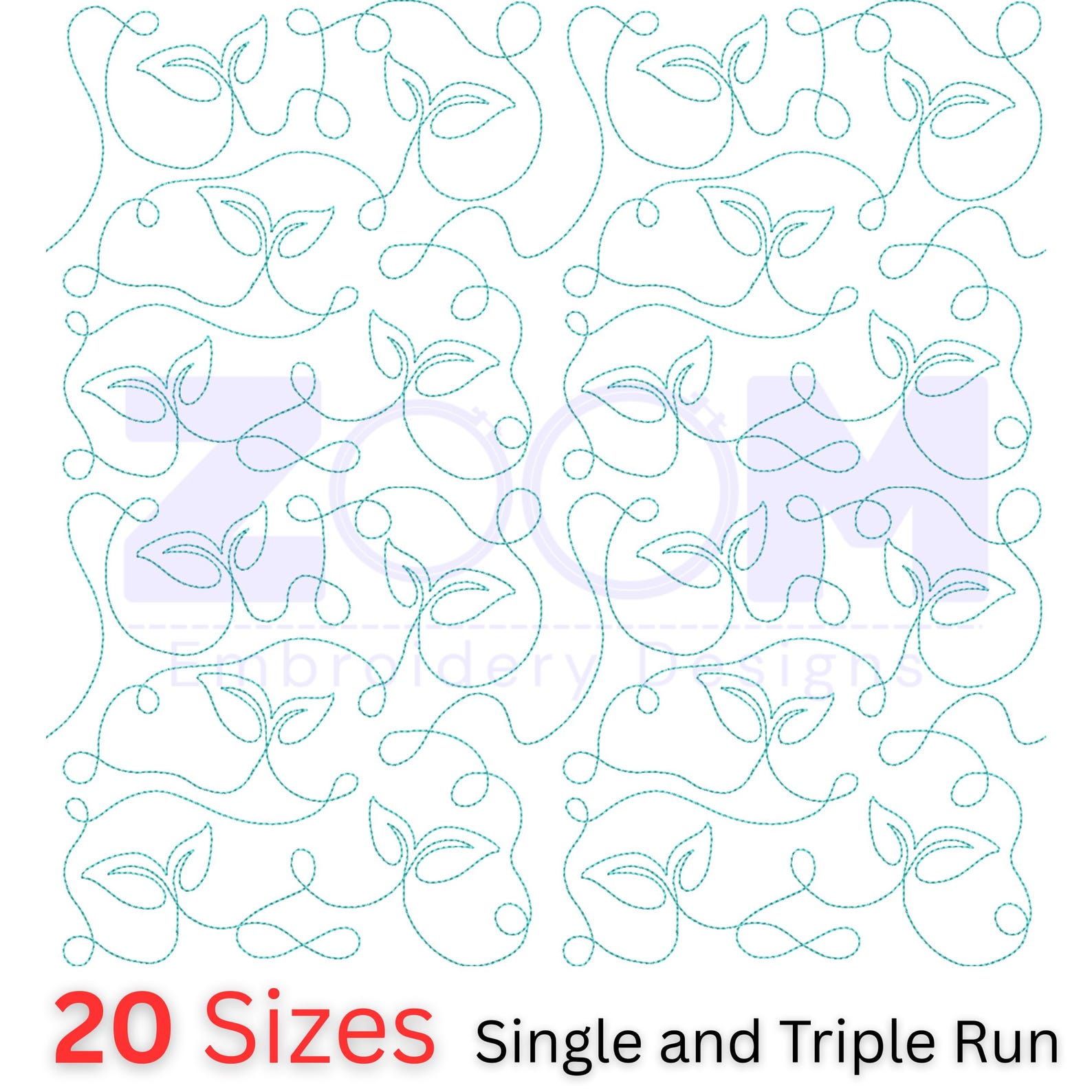 Leaf Edge to Edge Quilting Design | Continuous Line Quilt Block | 20 ...