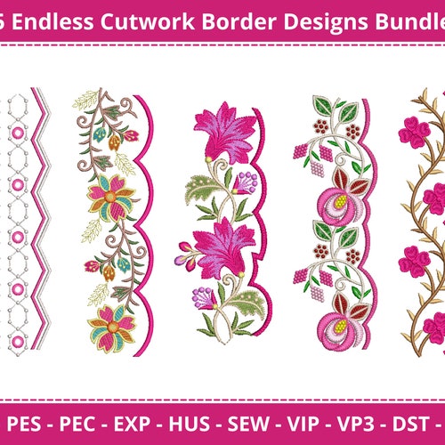 5 Endless Cutwork Embroidery Border Designs 8 Formats - Etsy