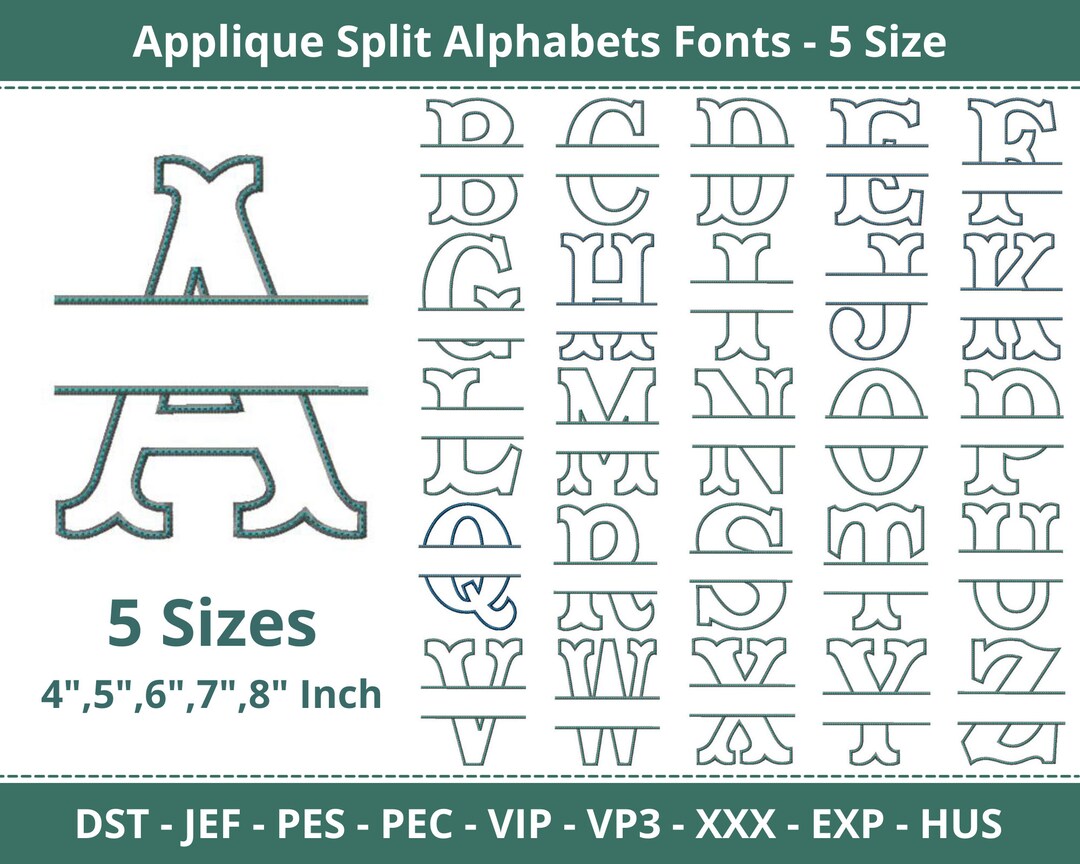 Applique Split Font Machine Embroidery Designs - Monogram Splitted ...