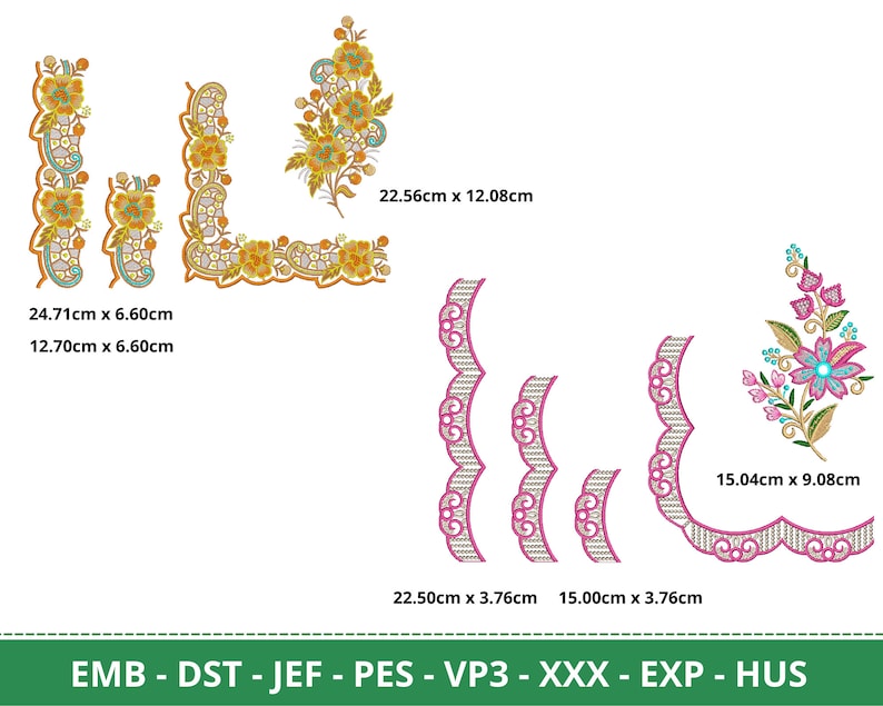 Cutwork Border & Corner Set With Patch Embroidery Design - 10 Types ...