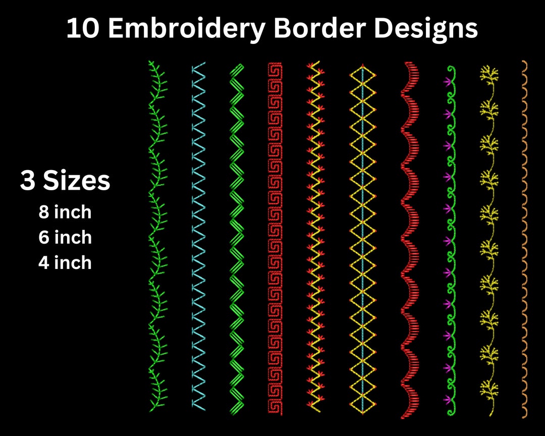 10 Simple Embroidery Border Designs for Multiple Uses - Border Divider ...