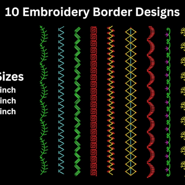 Borders Embroidery Designs - Etsy