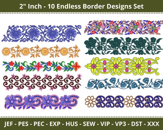 Endless Machine Embroidery Floral Border Designs 10 Designs - Etsy