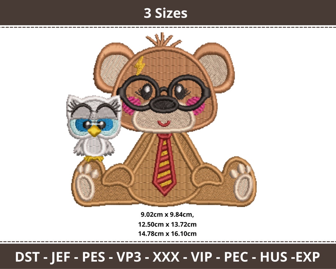 Beary Potter Embroidery Design - Teddy in Potter Look - Machine ...