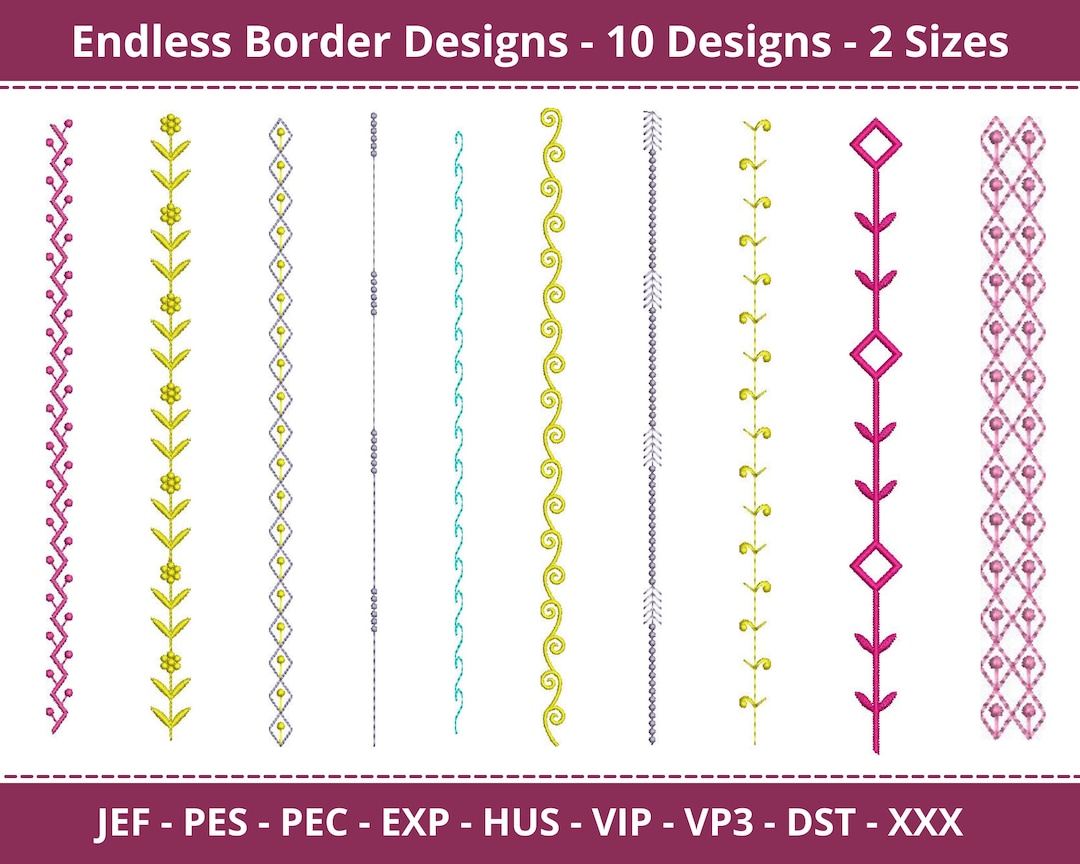 Endless Machine Embroidery Floral Border Designs - Border Divider Line ...
