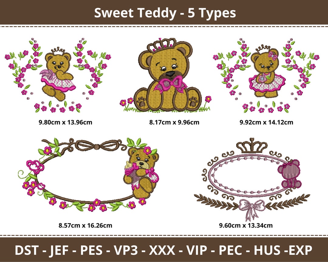 Sweet Teddy Embroidery Design Machine Embroidery Pattern 5 - Etsy