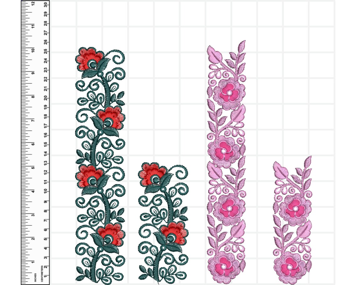 Floral Border Line Machine Embroidery Designs - Endless Flower ...