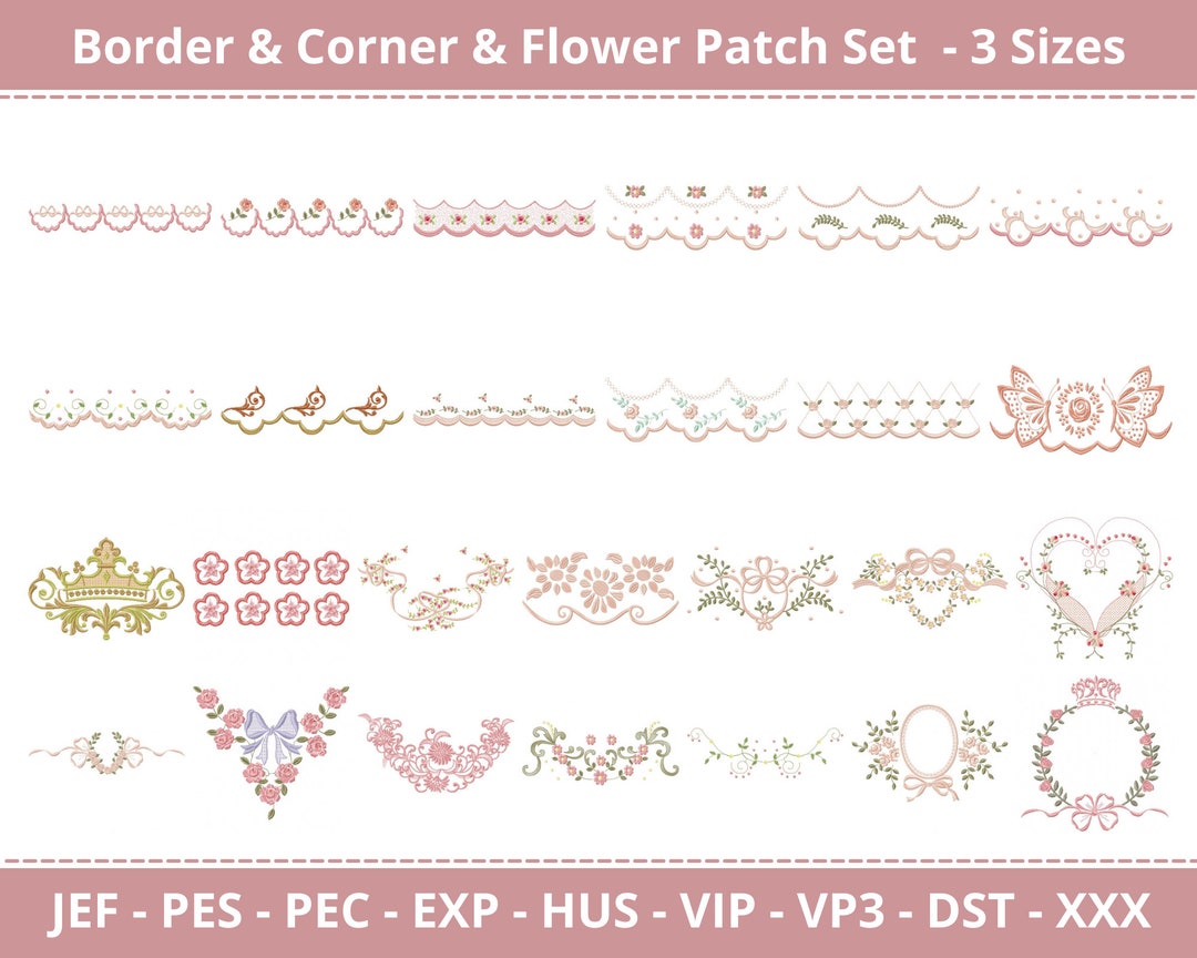 Borders, Corners, Flower Patches, Rose Wreath Machine Embroidery ...