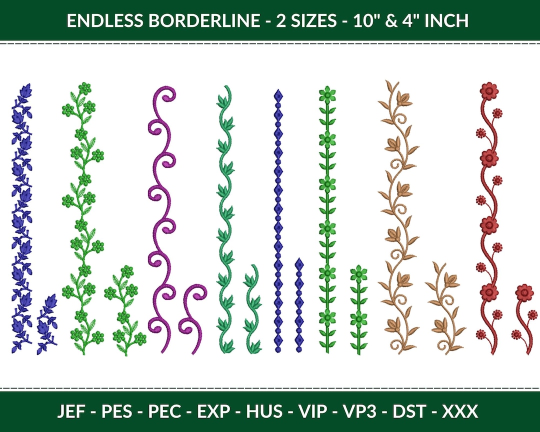 Beautiful Endless Borderline Embroidery Design Set is Perfect for ...
