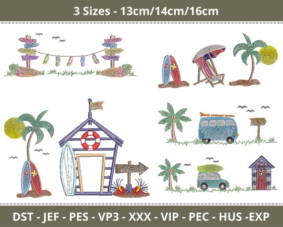 Beach Time Embroidery Design Way to Beach Design Beach | Etsy