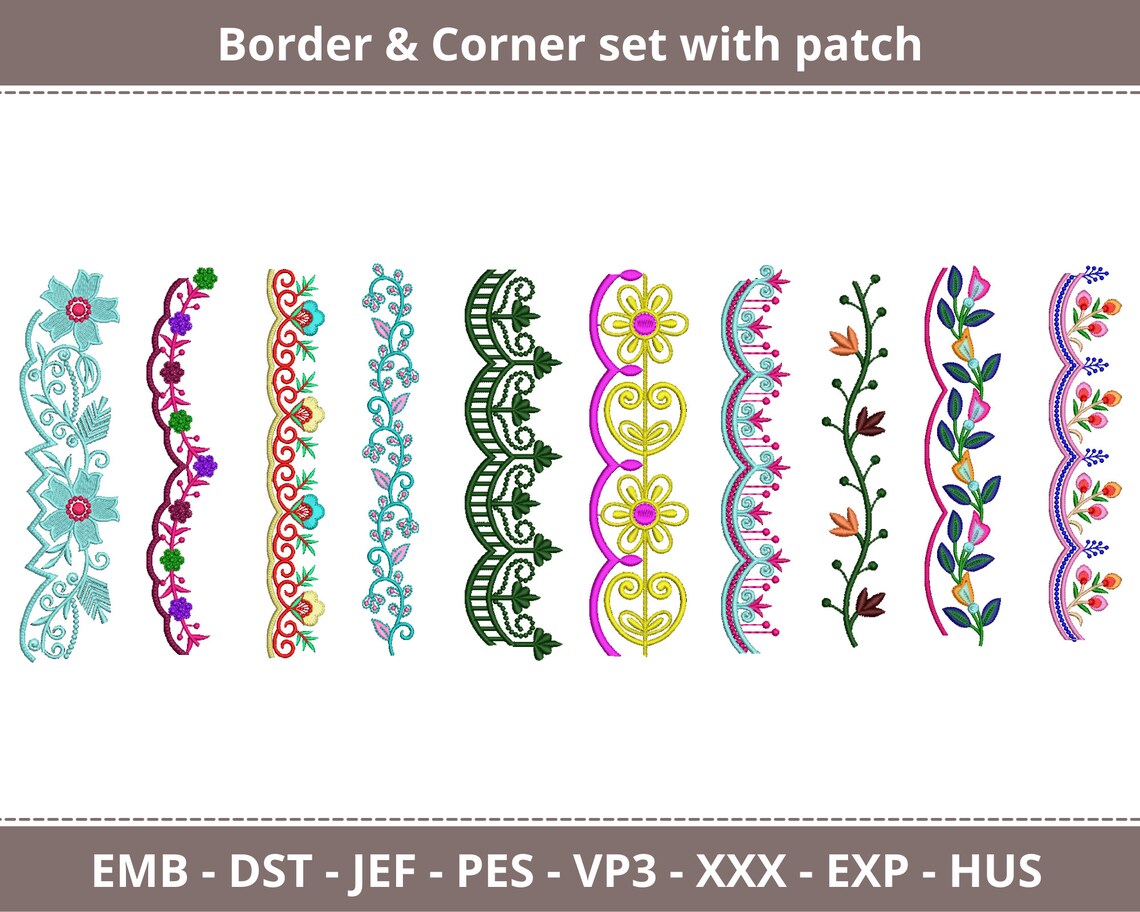 Cutwork Border & Corner Set With Petch Embroidery Design 10 - Etsy