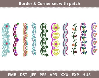 Cutwork Border & Corner With Patch Embroidery Design 10 | Etsy