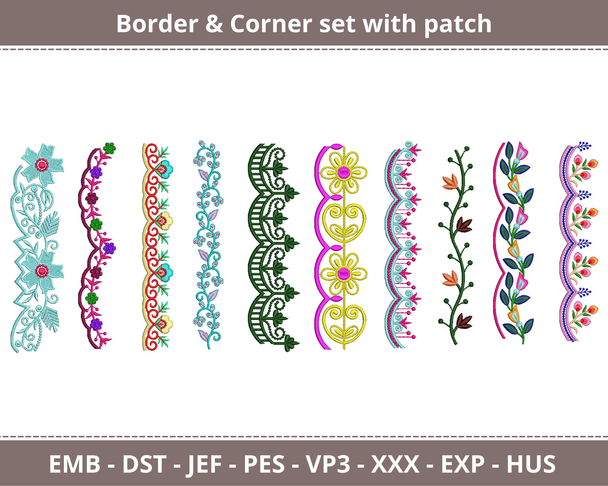 Cutwork Border & Corner Set With Petch Embroidery Design 10 - Etsy