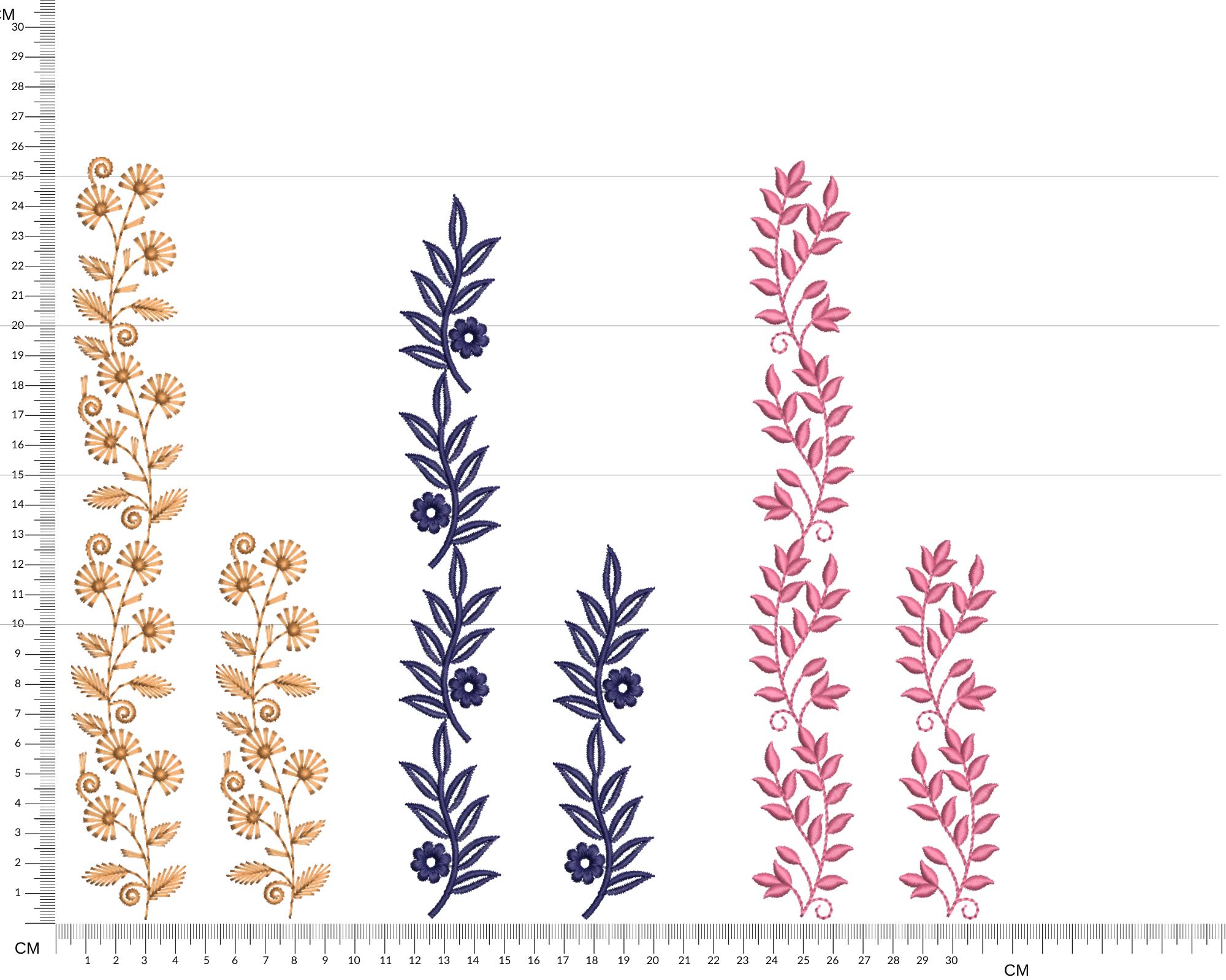 Floral Leaf Border Embroidery Design | 2 Sizes | Machine Embroidery ...