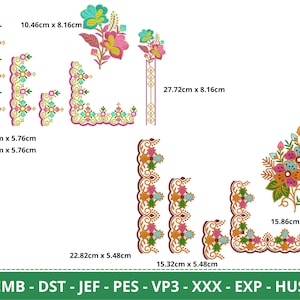 Cutwork Border & Corner Set With Patch Embroidery Design - 10 Types ...