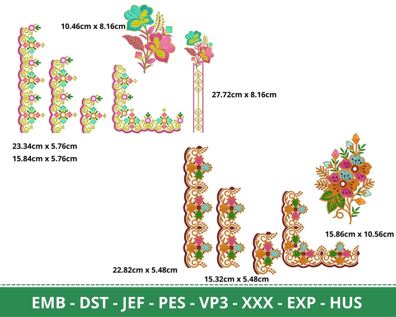 Cutwork Border & Corner Set With Patch Embroidery Design 10 - Etsy