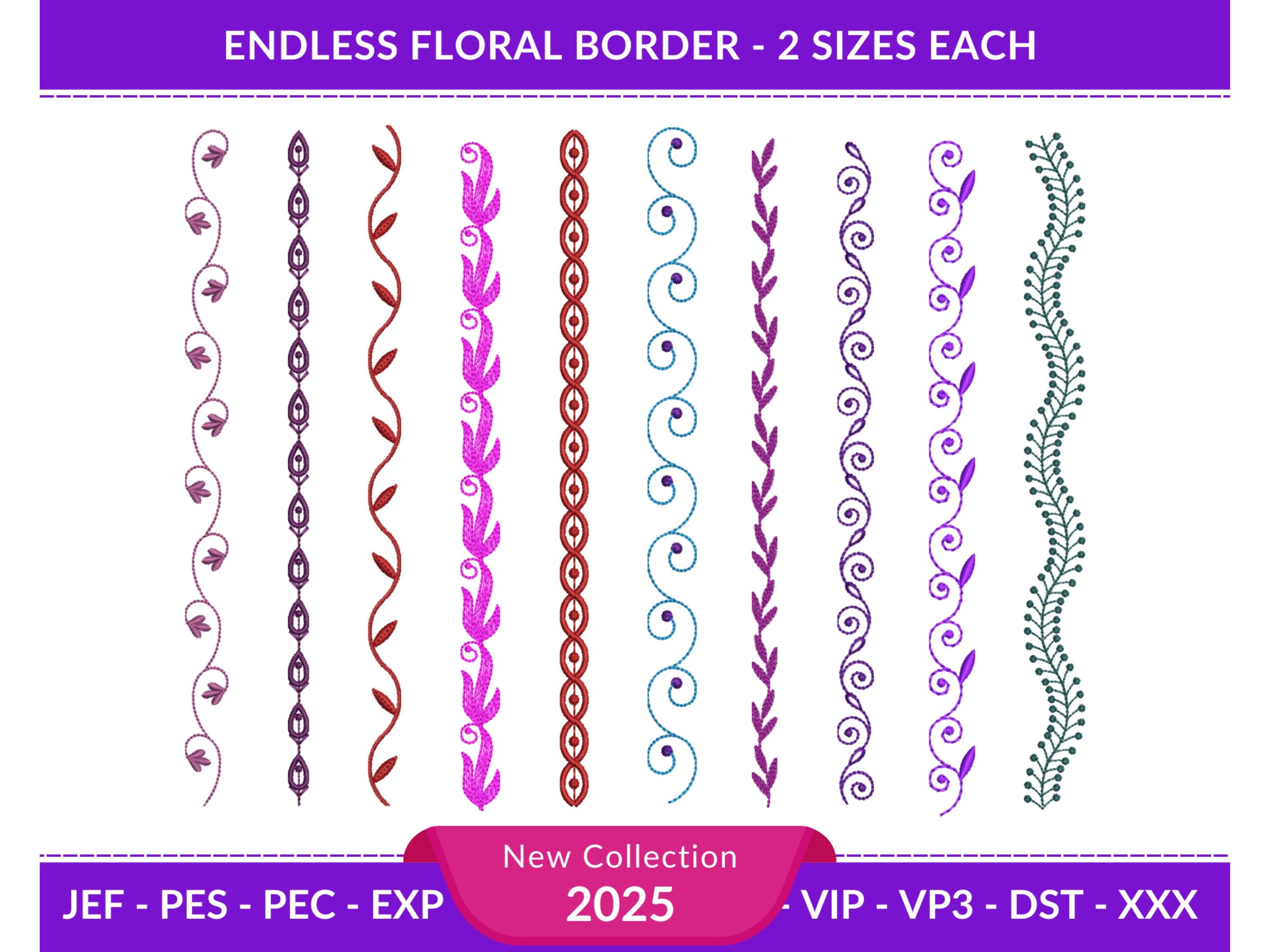 100 Embroidery Border Designs Mega Bundle – 2025 Floral Border ...