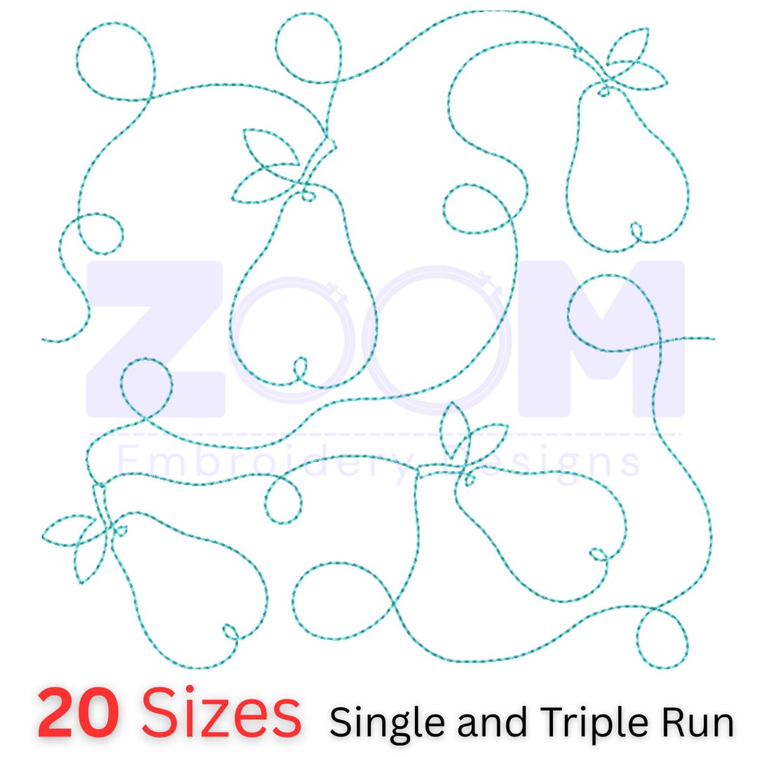 Pear Edge to Edge Quilting Design | Continuous Line Fruit Quilt Pattern ...