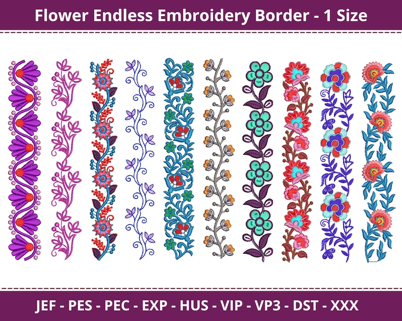Flower Border Machine Embroidery Designs Floral Endless Embroidery ...