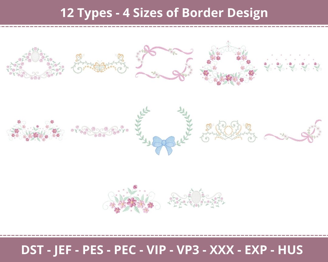 Floral Border and Decorative Elements 12 Types and 4 Size Each ...