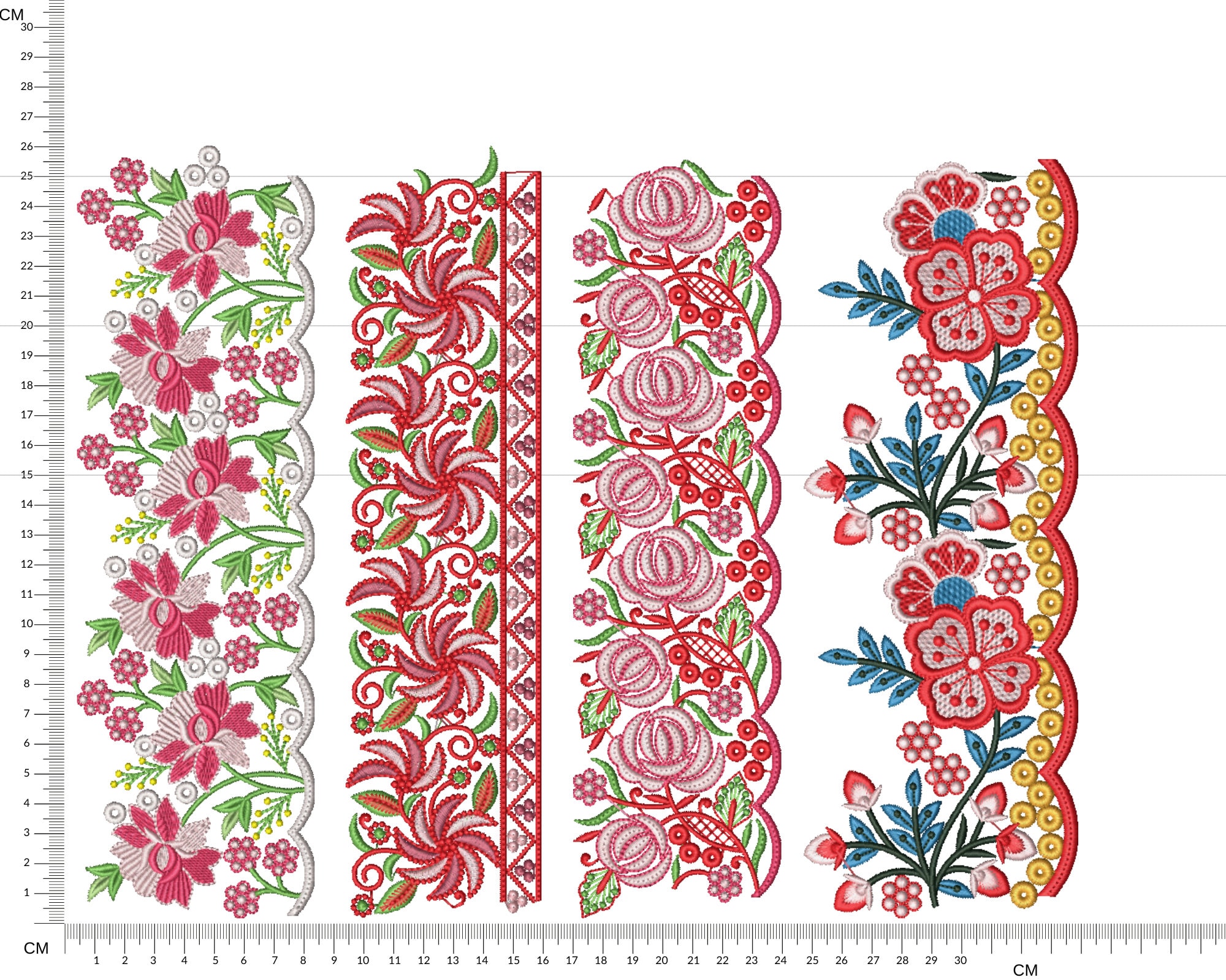 Exquisite Botanical Flower Edge Border Designs - Machine Embroidery ...