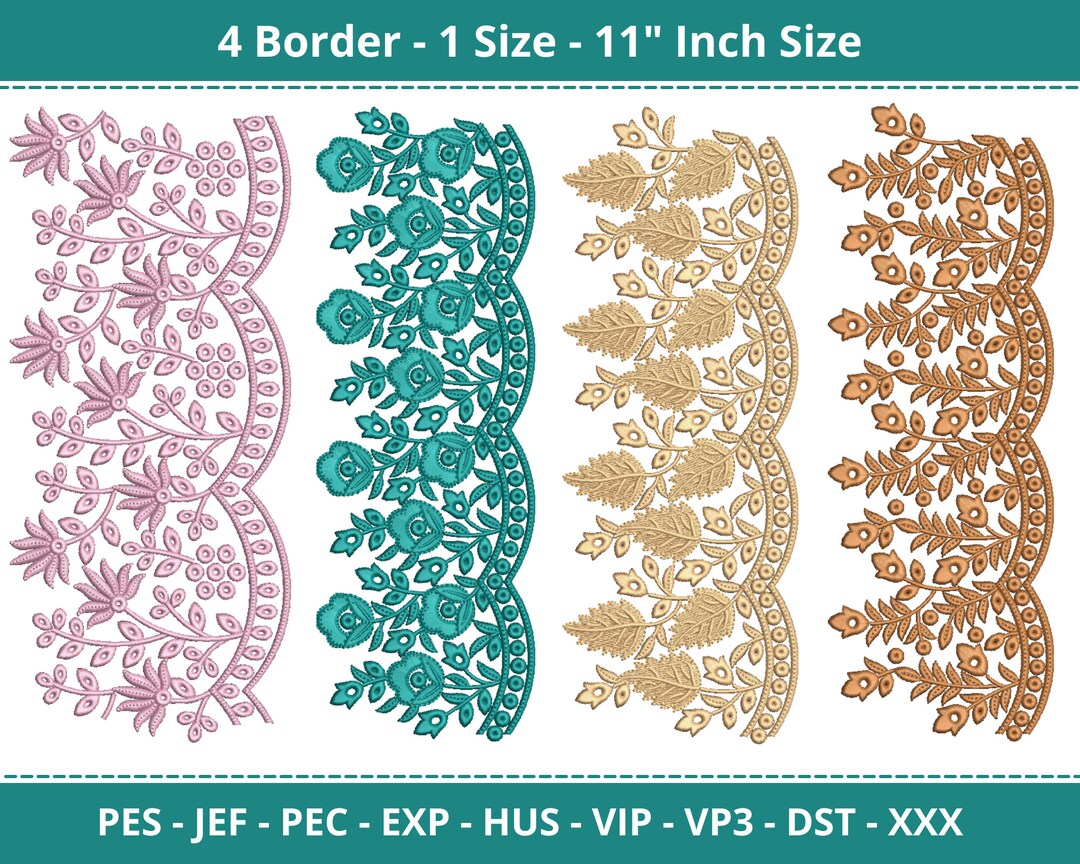 Elegant Cutwork Border Embroidery Designs, Machine Embroidery Pattern ...