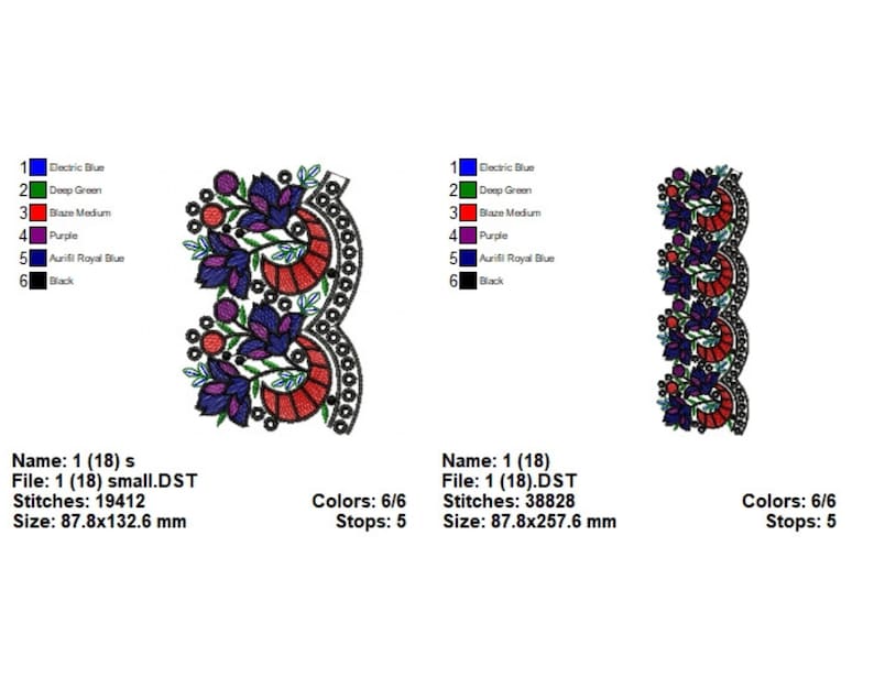 5 Endless Border Embroidery Designs 2 Sizes Instant - Etsy