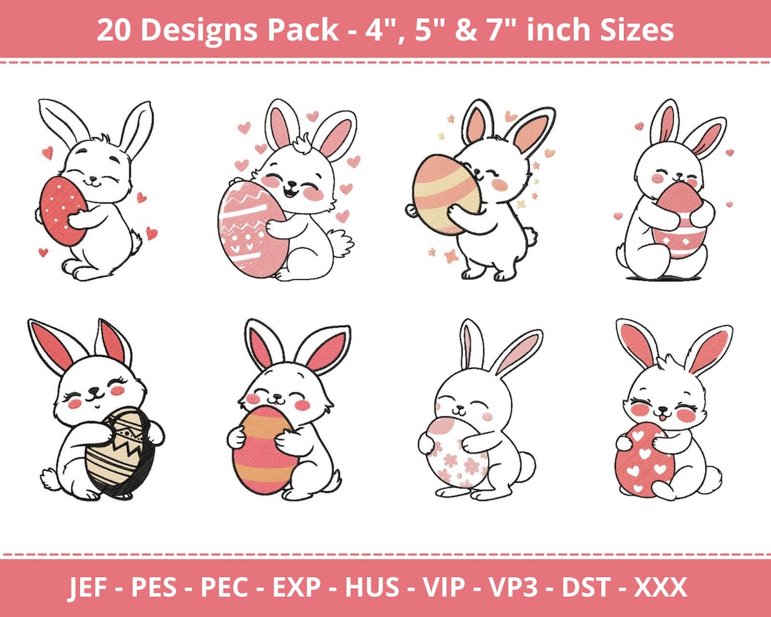 Cute Easter Bunny Machine Embroidery Designs - Easter Eggs With Bunney ...