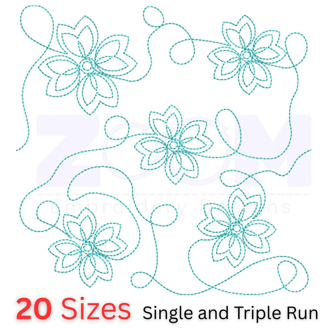 Floral Continuous Line Quilting Design | Edge to Edge Quilt Pattern ...