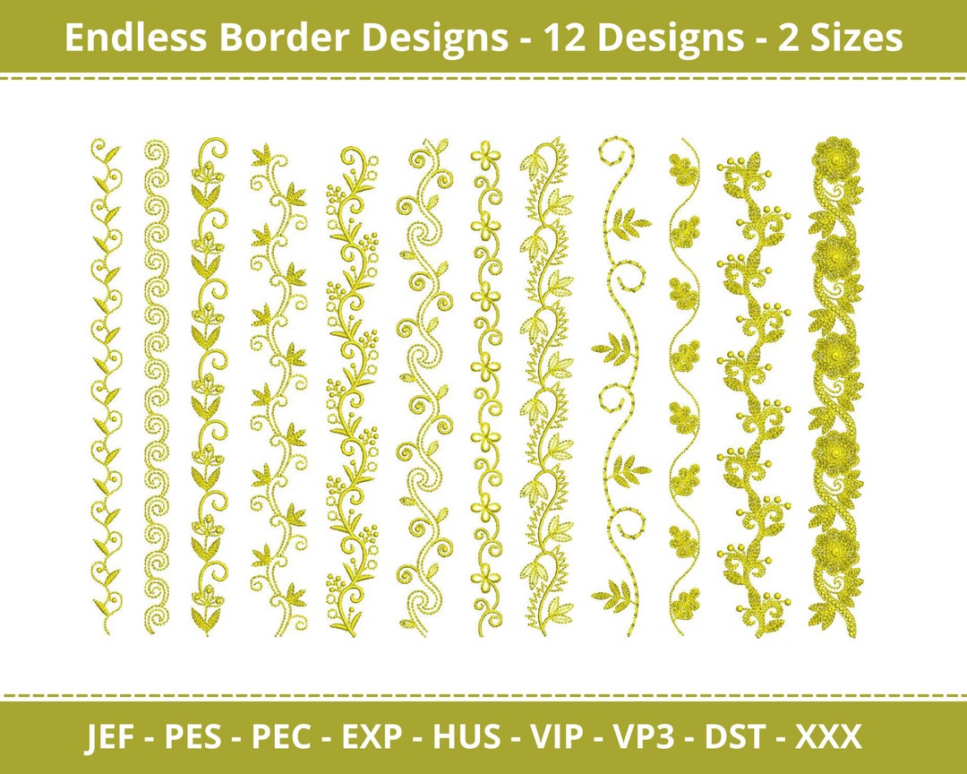Simple Floral Border Machine Embroidery Designs - One Color Border ...